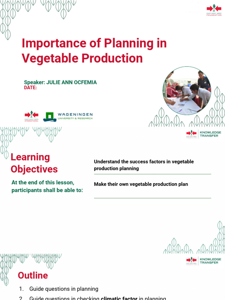 Importance of Planning in Vegetable Production | PDF | Soil | Mulch