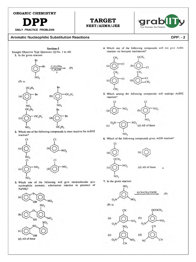 DPP 02 - Aromatic Nucleophilic Substitution Reactions - pdf-11 | PDF ...