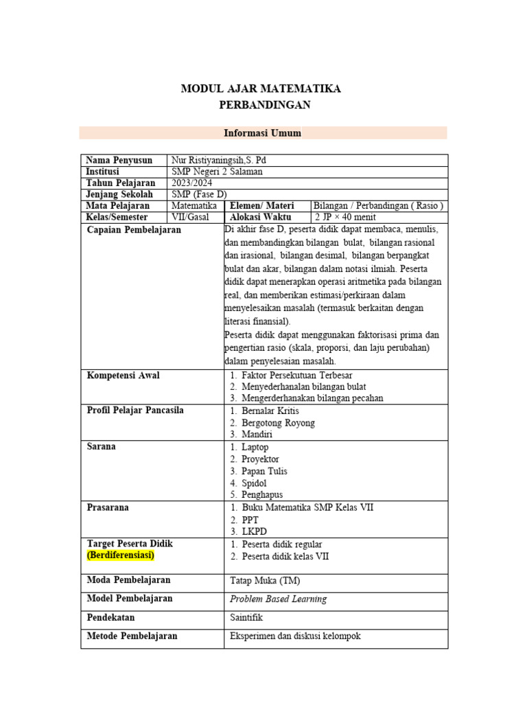 Modul Perbandingan | PDF | Karier & Perkembangan | Sains & Matematika