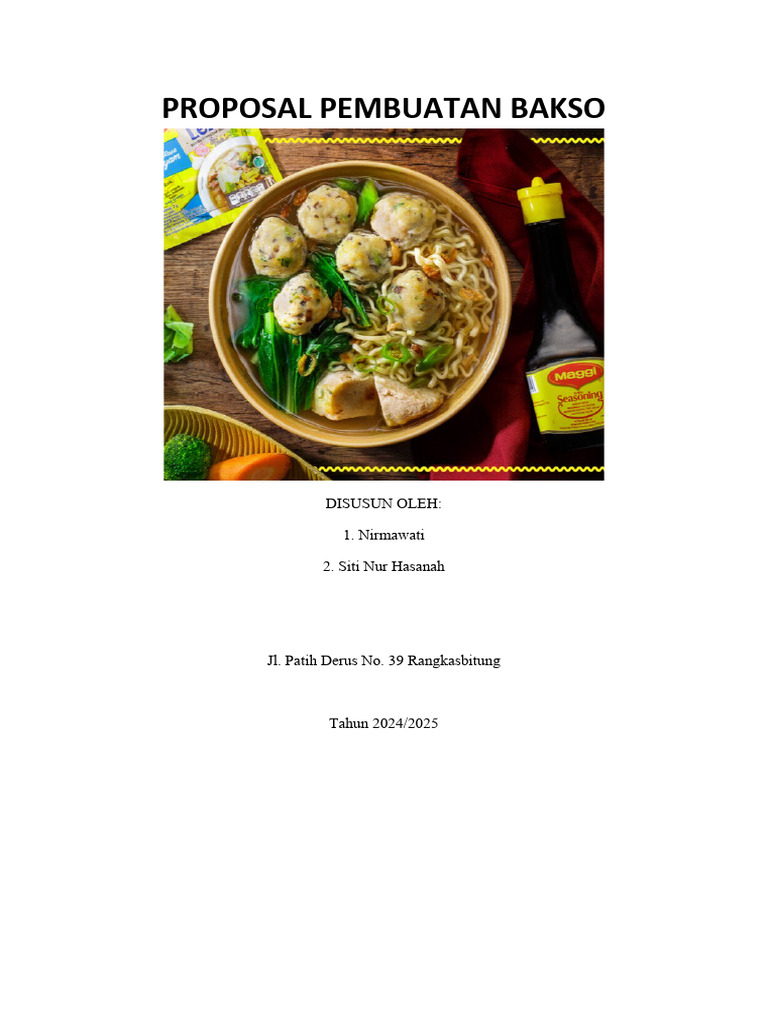 Proposal Pembuatan Bakso Nirhasan | PDF
