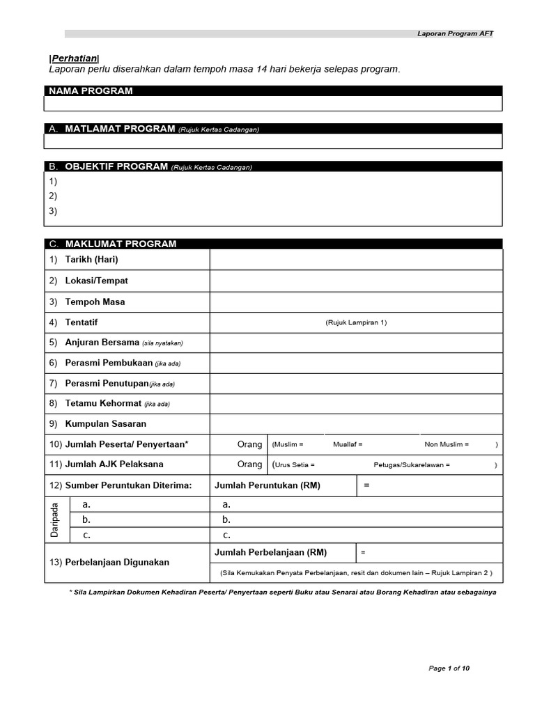 Format Laporan Program AFT | PDF
