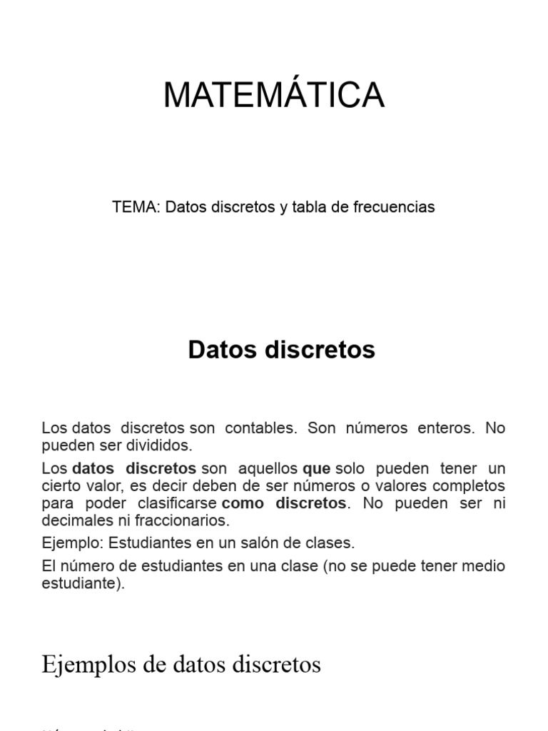 Datos Discretos y Tabla de Frecuencias | Descargar gratis PDF ...