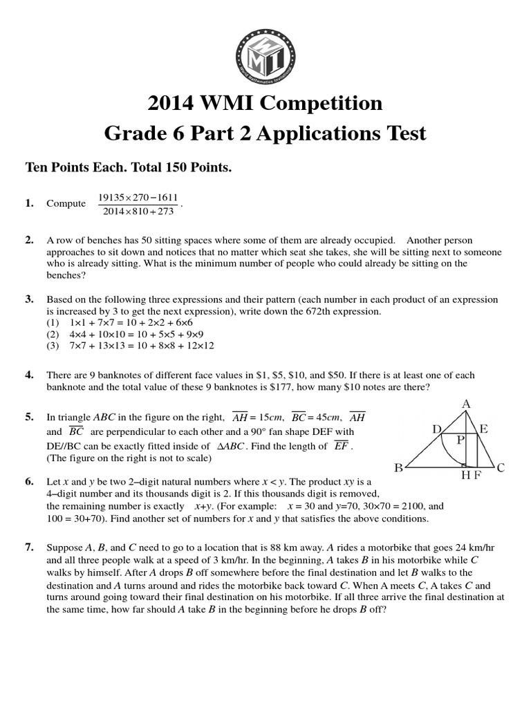 2014 WMI Grade 6 Questions Part2 Math Cs - Blog.ir | PDF | Mathematics