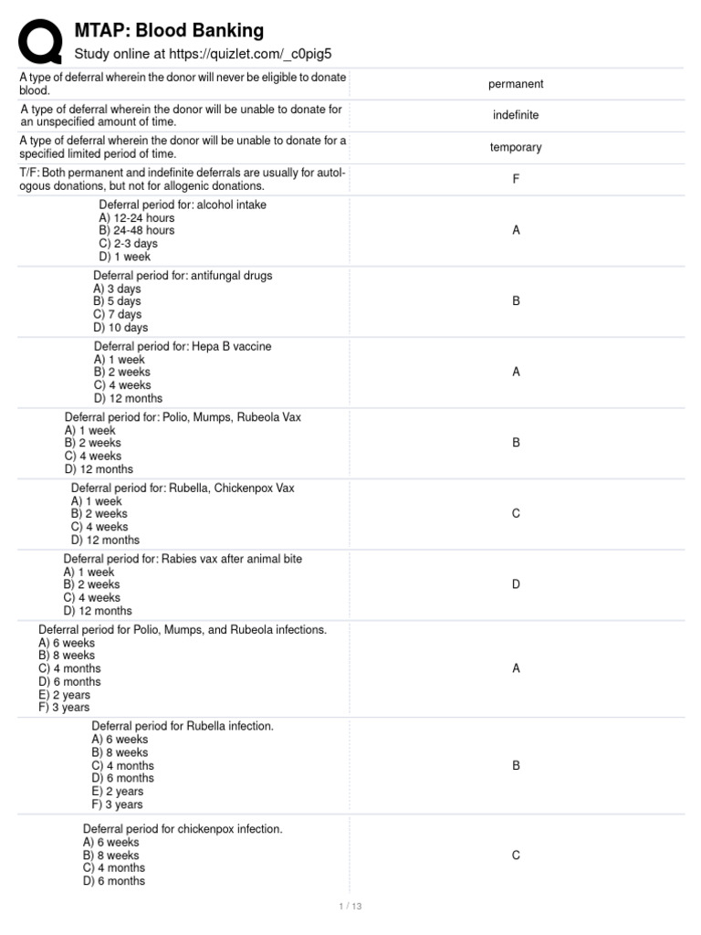 BB (Quizlet) | PDF | Blood Donation | Red Blood Cell