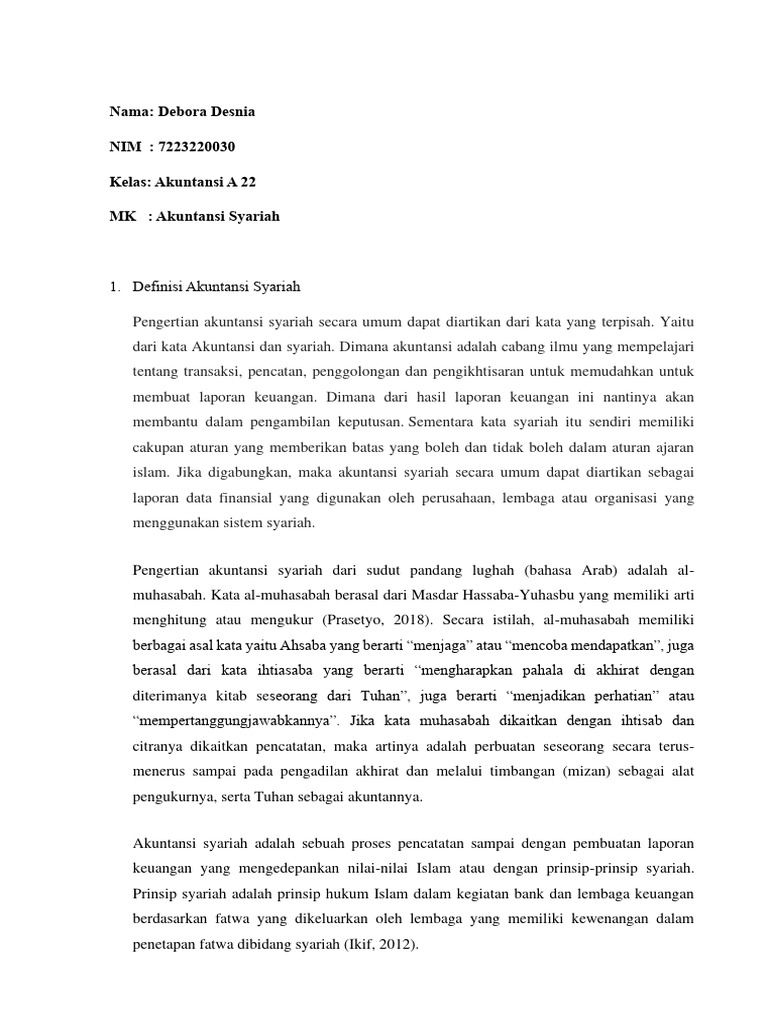 Defenisi, Contoh, Dan Dalil Akuntansi Syariah Serta Contoh Praktek ...