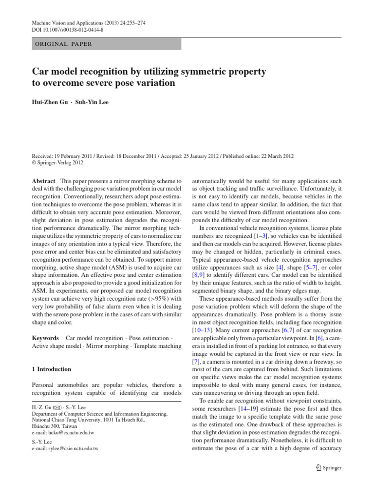 Car Model Recognition by Utilizing Symmetric Property | PDF | Shape | Image Segmentation