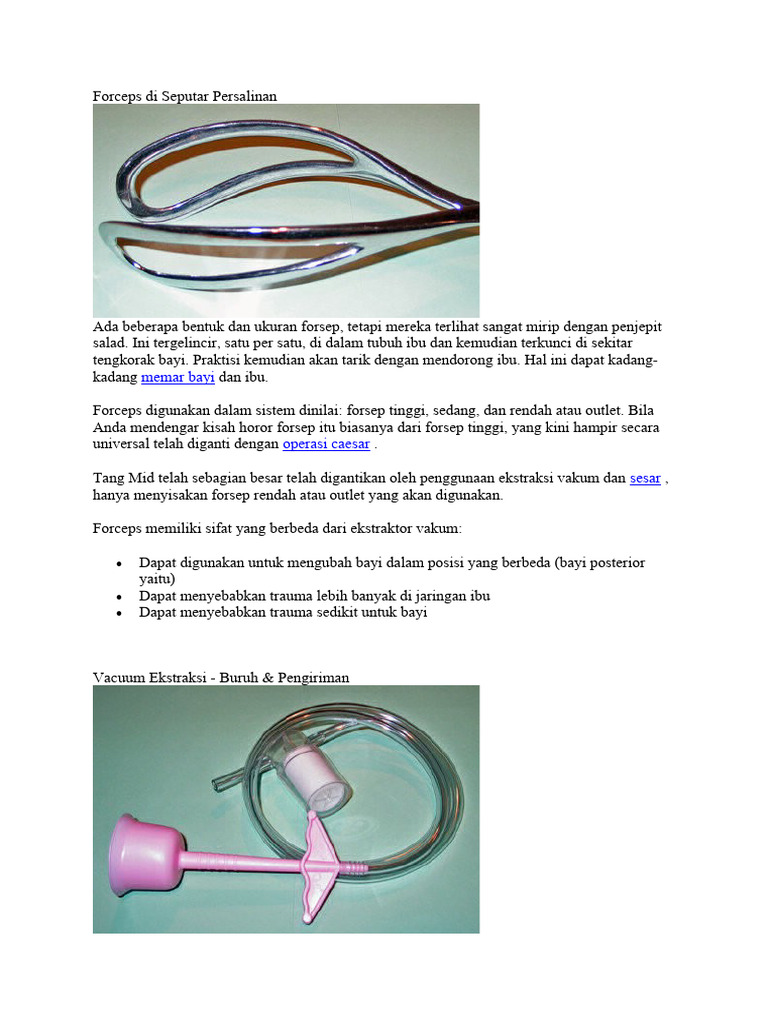 Forceps Dan Ekstraksi Vakm Di Seputar Persalinan | PDF