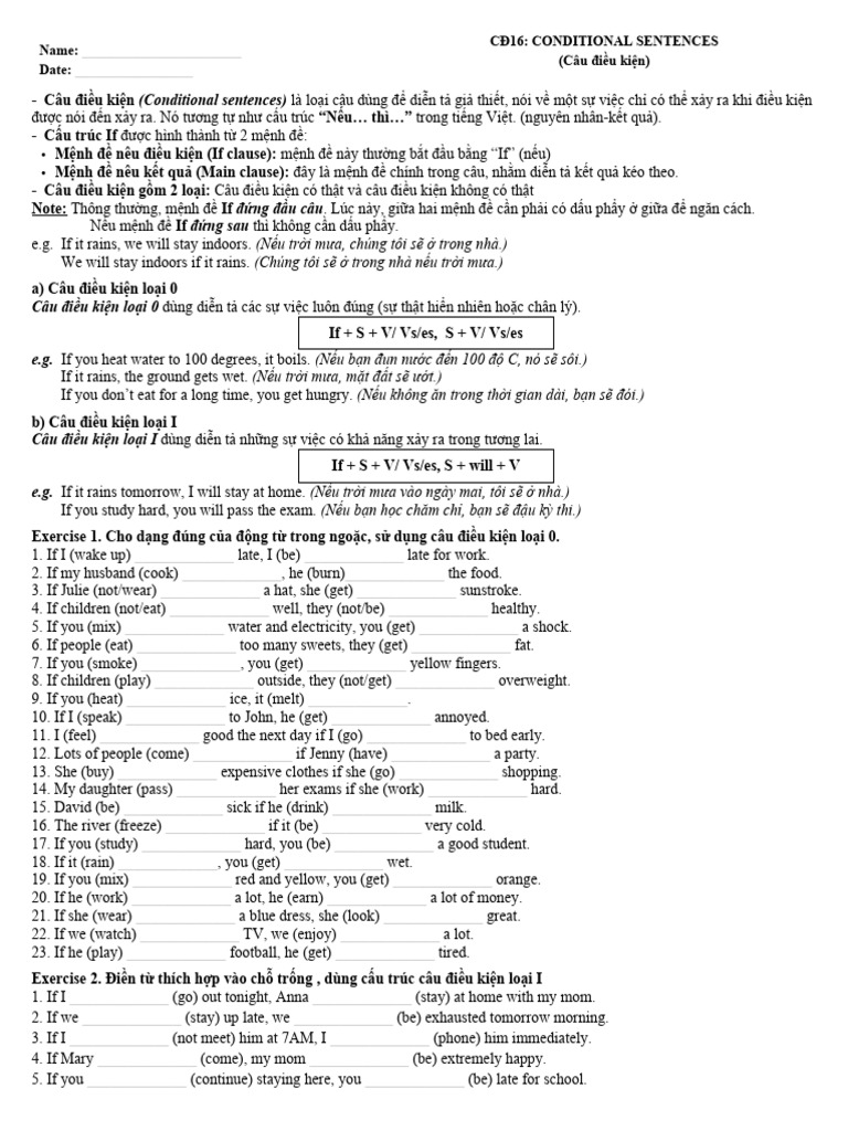 CD16 - Câu Điều kiện | PDF