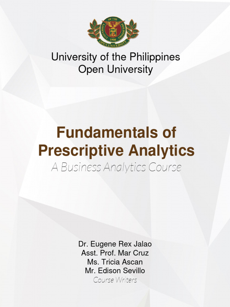 Prescriptive Analytics Course Overview | PDF | Linear Programming ...