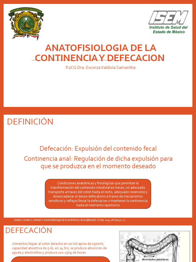 CONTINENCIA Y DEFECACION | PDF | Recto | Fisiología