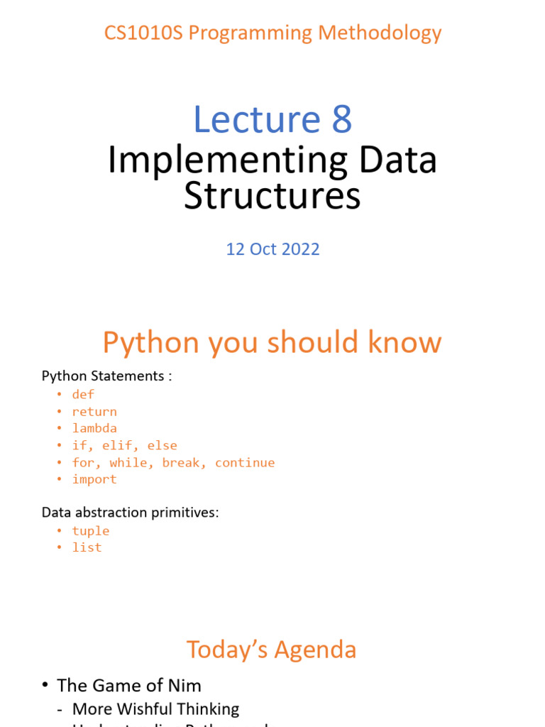 CS1010S Lecture 08 - Implementing Data Structures | PDF | Computer ...