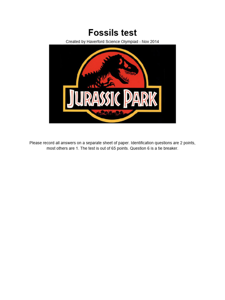 Scioly Wiki Fossils Test | PDF | Fossil | Dinosaurs