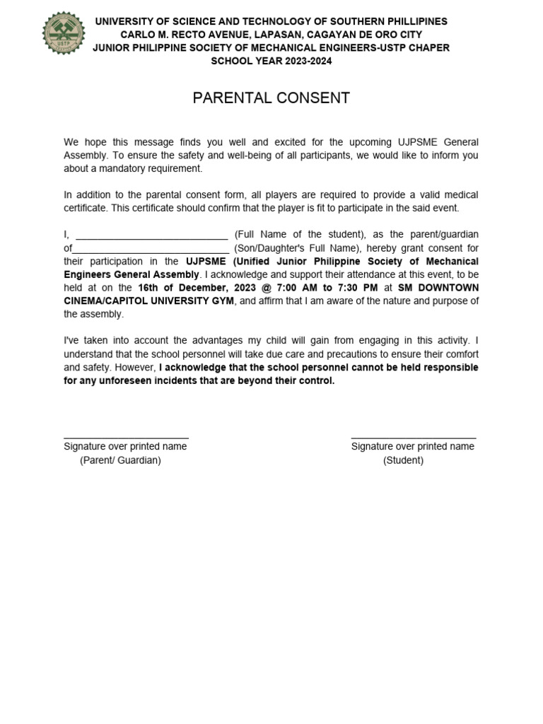 Parental Consent | PDF