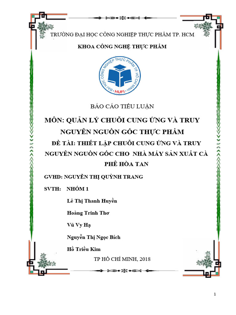 (123doc) Tieu Luan Truy Xuat Nguon Goc Quy Trinh San Xuat CA Phe Hoa Tan | PDF