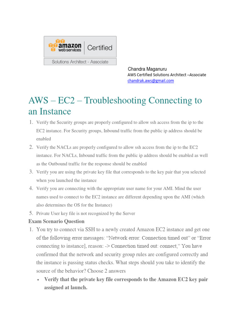 AWS - EC2 - Troubleshooting Connecting To An Instance | PDF | Technology & Engineering