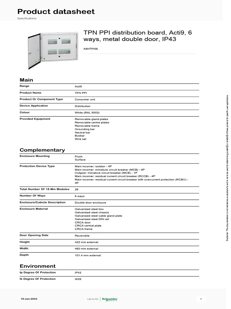 Acti9 TPN PPI Distribution Board 6 Way | PDF | Electricity | Electrical ...
