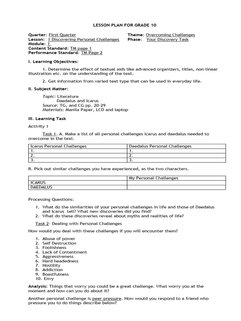 Lesson PLGR 10 k12 Eng | PDF | Cognition | Cognitive Science