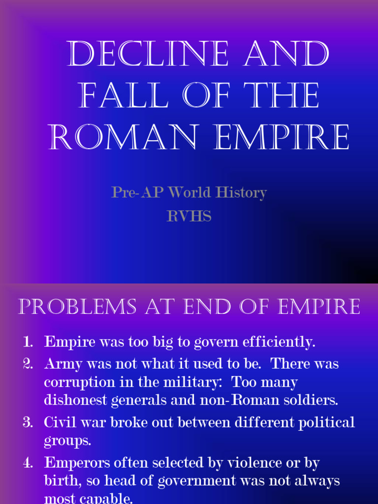 Problems Leading to Rome's Fall | PDF | Byzantine Empire | Roman Empire
