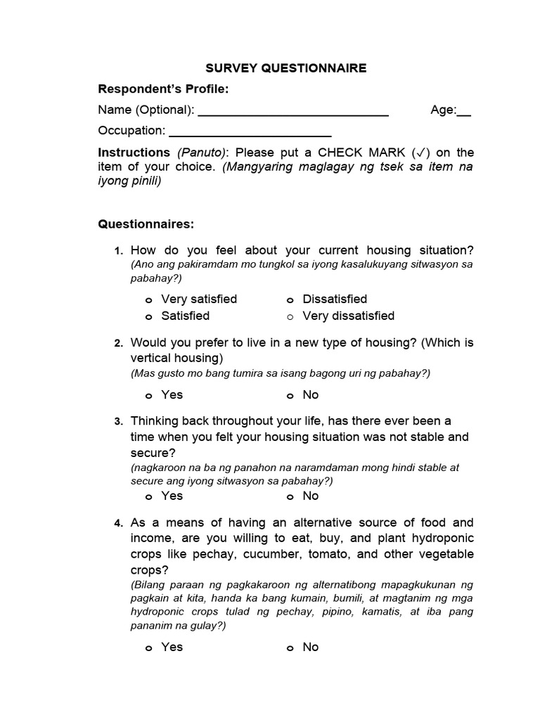 Housing Thesis Questionnaire 2 | PDF