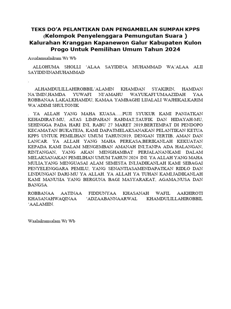 Doa Pelantikan Versi 2 | PDF | Agama & Spiritualitas