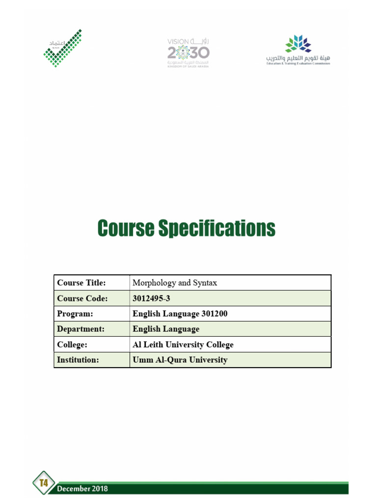 Syntax & Morphology Course Guide | PDF | Morphology (Linguistics) | Word