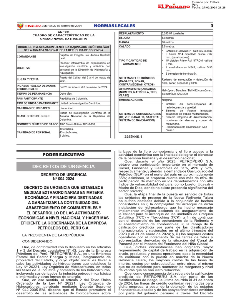 Decretos de Urgencia: Normas Legales | Descargar gratis PDF | Petróleo | Business