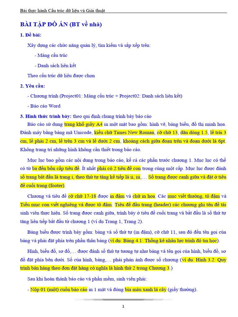 2020 - Huong Dan Do An Mon Hoc | PDF