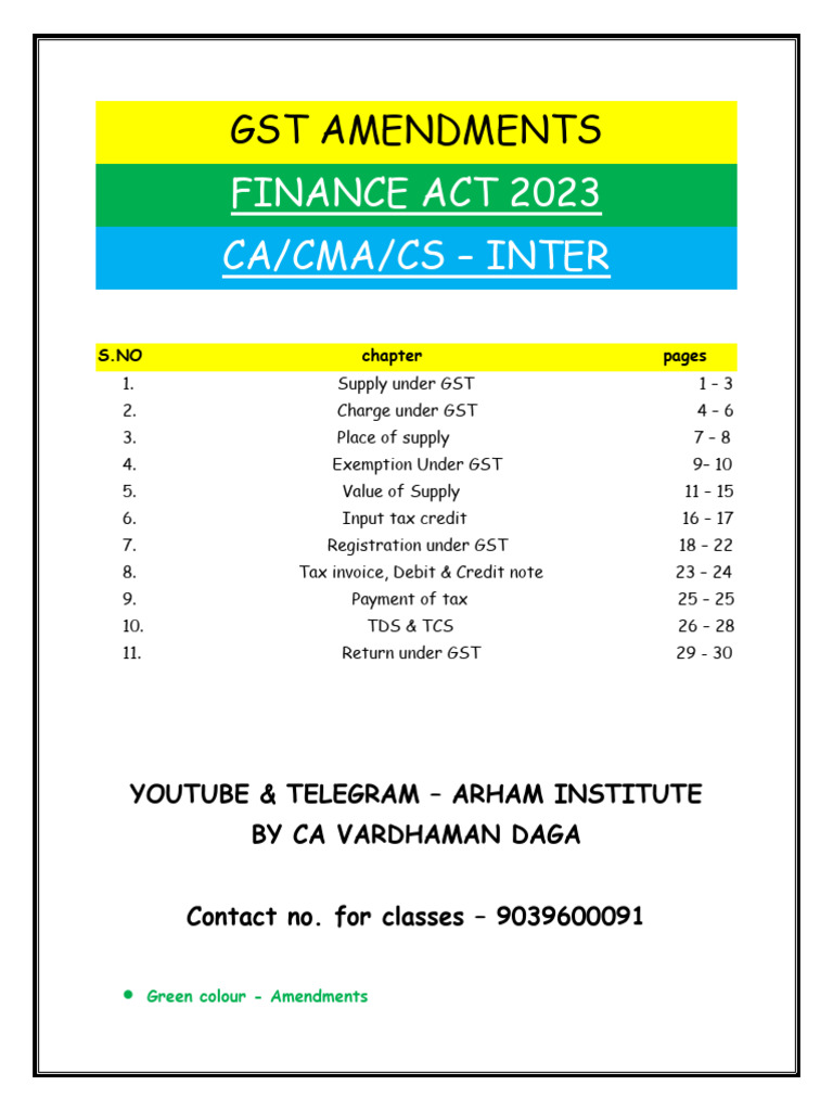 GST Amendment Sheet | PDF | Guarantee | Taxes