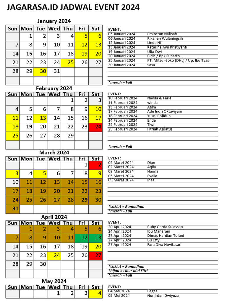 Jagarasa Jadwal Event | PDF