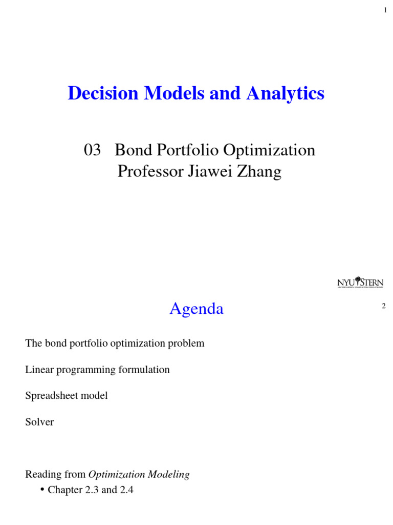 03 Bond Portfolio Optimization | PDF | Bonds (Finance) | Spreadsheet