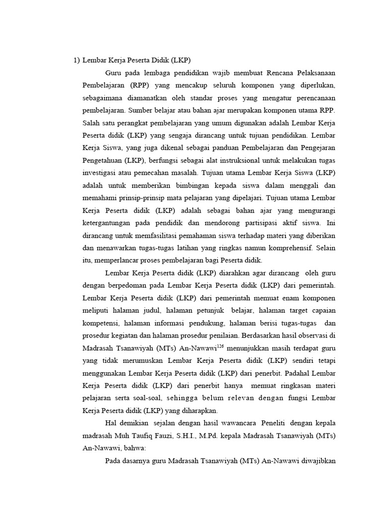 Optimalisasi LKP di MTs An-Nawawi | PDF