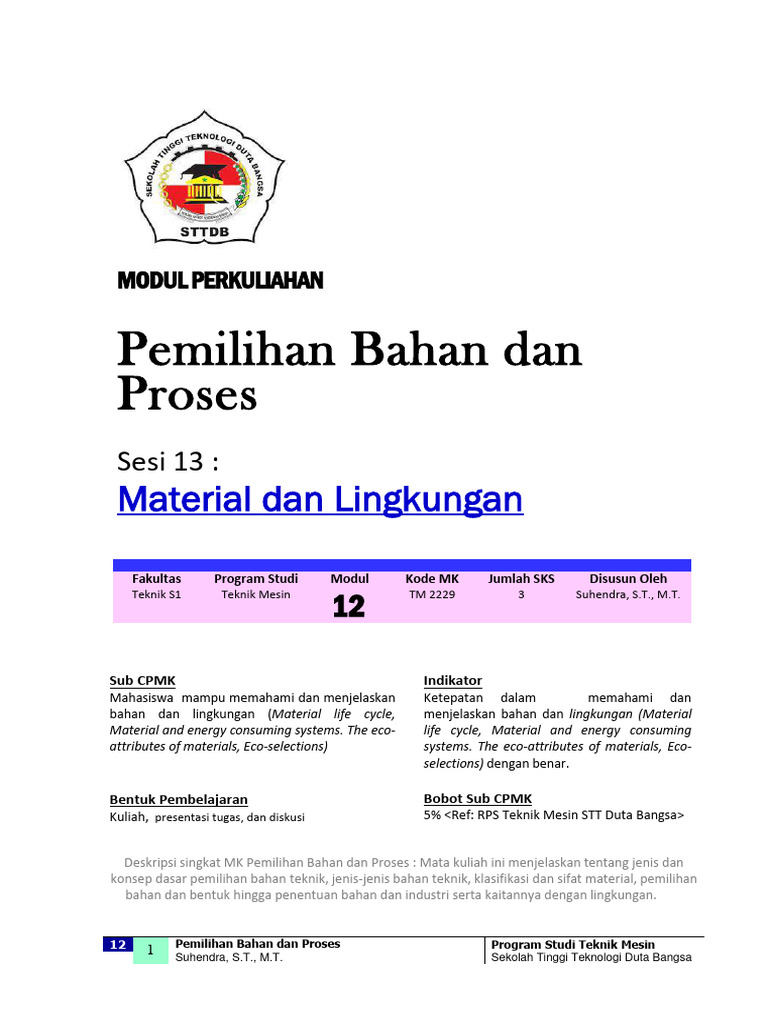 Pemilihan Bahan & Proses Teknik | PDF