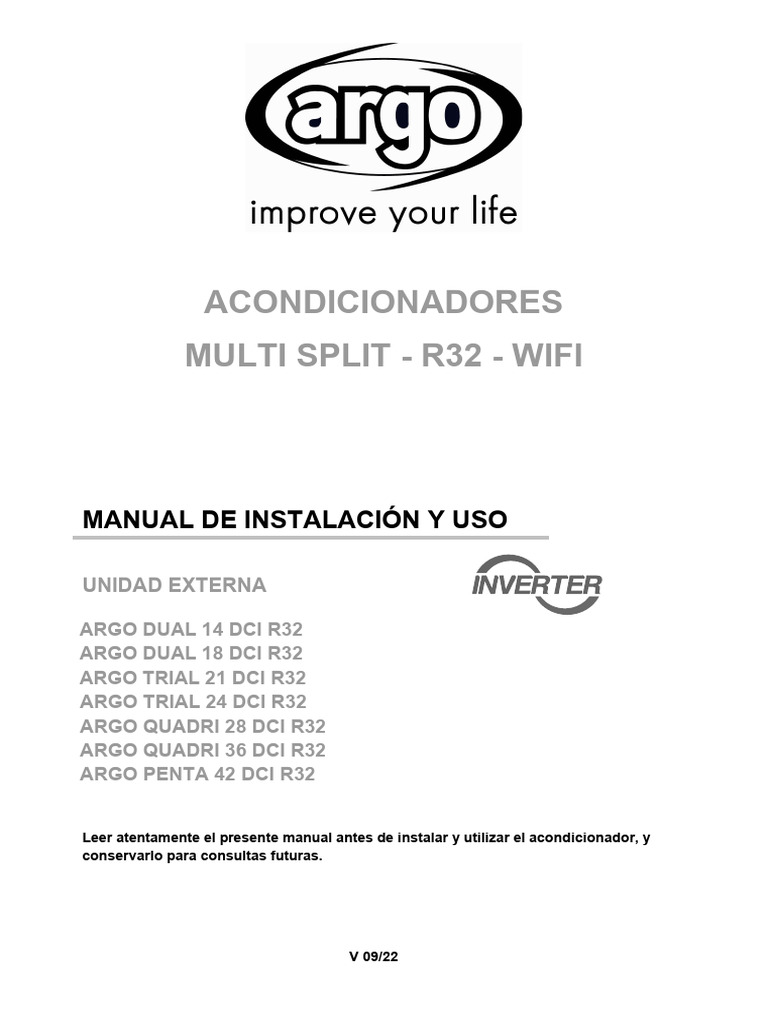 Argo Multi Split r32 Manual Es Rev02-1 | PDF