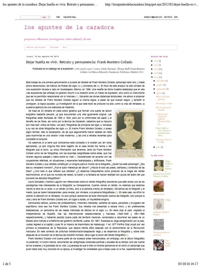 Dejar Huella Es Vivir. Retrato y Permanencia - Frank Montero Collado ...