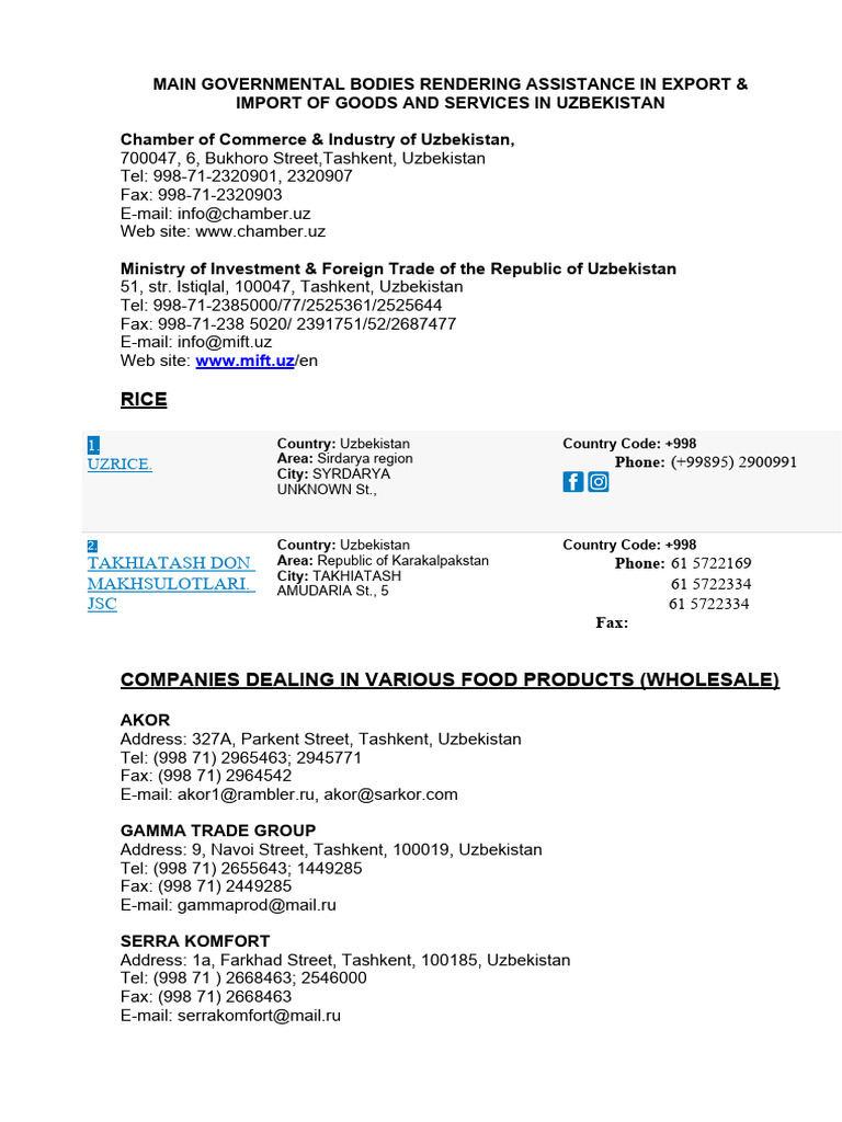 Rice & Food Products | PDF | Fax