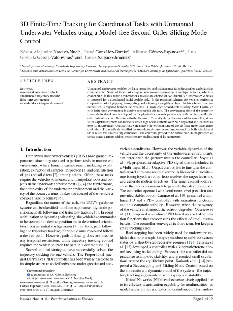 (En Revisión) 3D - Finite - Time - Tracking For Coordinated Tasks With Unmanned Underwater ...