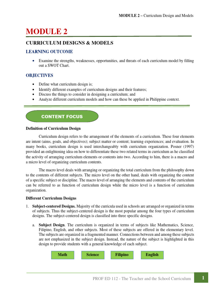 MODULE 2 - The Teacher & The Curriculum | PDF | Curriculum | Learning