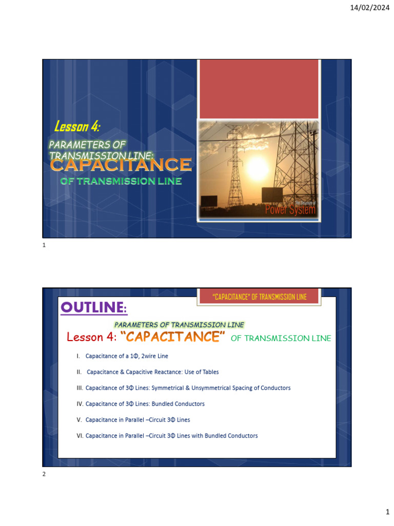 Line Parameters - Shunt Capacitance & Capacitive Reactance | PDF | Capacitance | Electrical ...