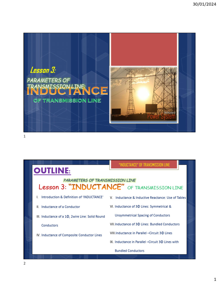 Line Parameters - Series Inductance & Inductive Reactance | PDF | Inductance | Electrical Network