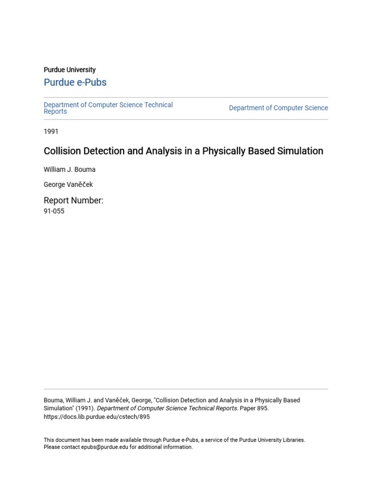 Collision Detection and Analysis in a Physically Based Simulation | PDF | Force | Acceleration