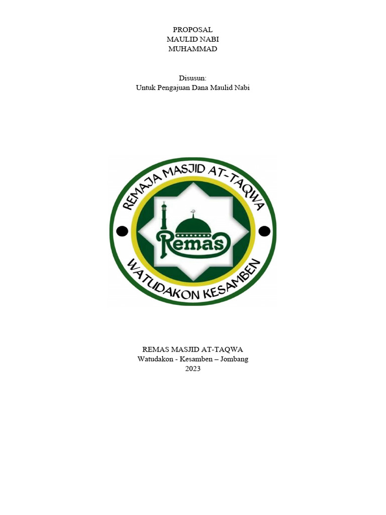 Proposal Kegiatan Maulid Nabi 2023 | PDF
