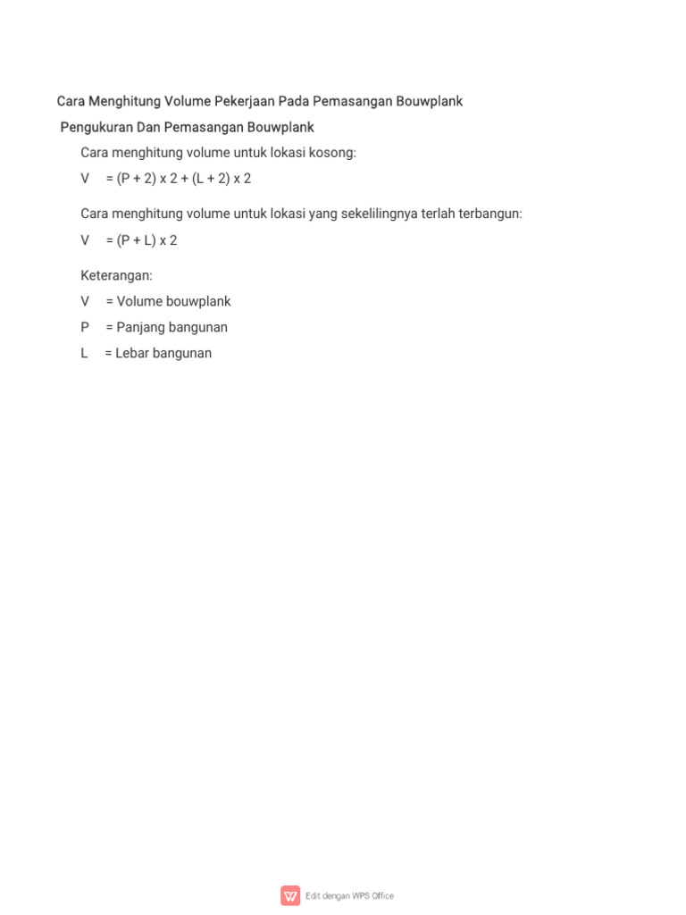 Cara Hitung Volume Bouwplank | PDF
