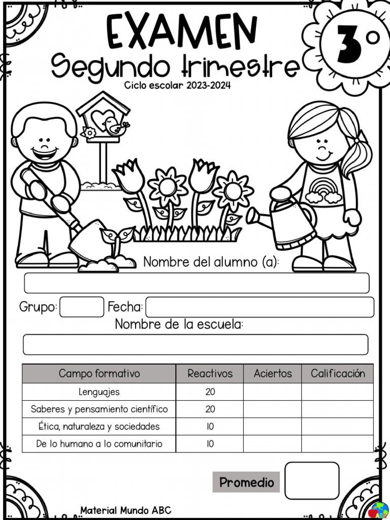 Examen Tercer Grado-Segundo Trimestre | PDF