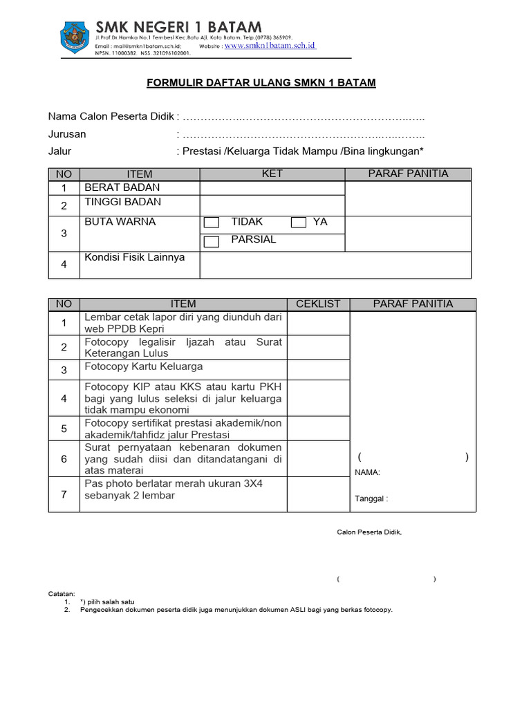 Form Cek Fisik | PDF