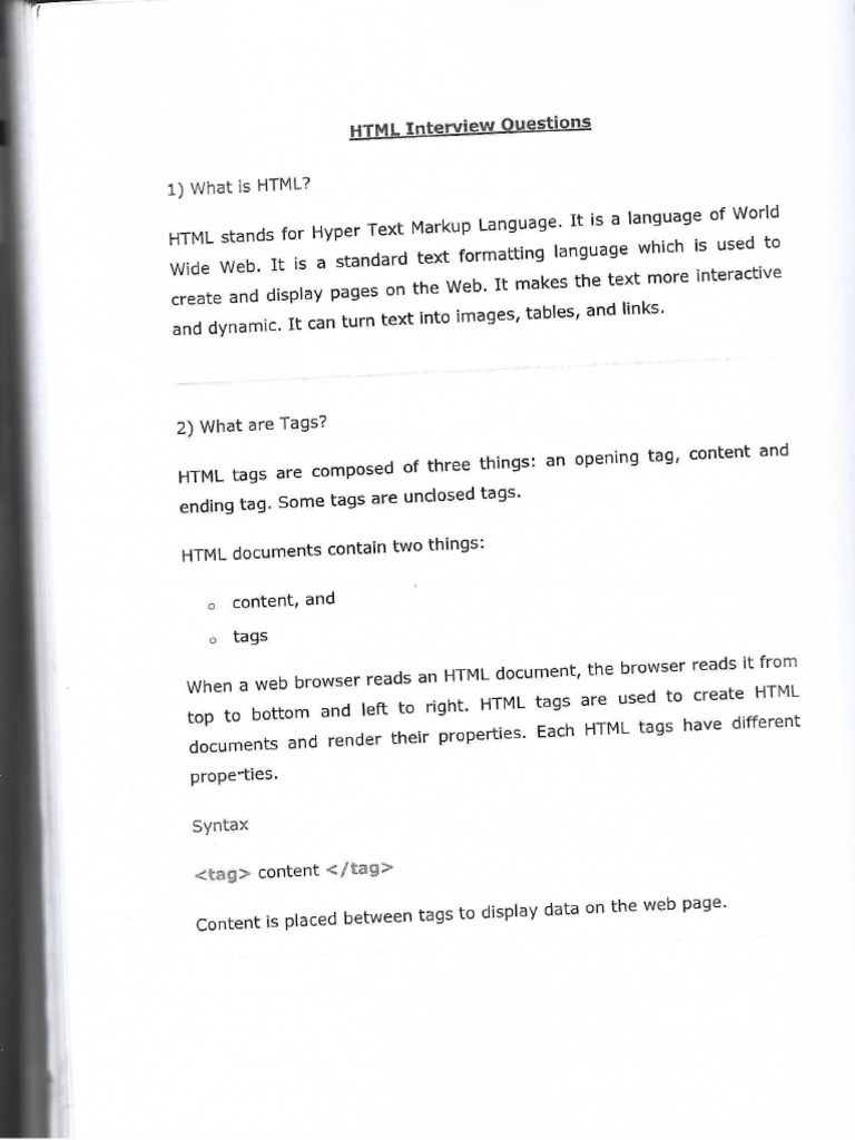 HTML Interview Querstions | PDF