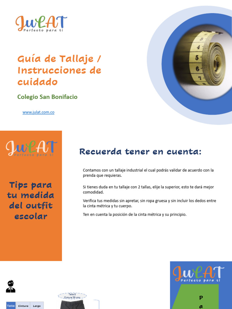 Guía de Tallaje y Cuidado Escolar | PDF