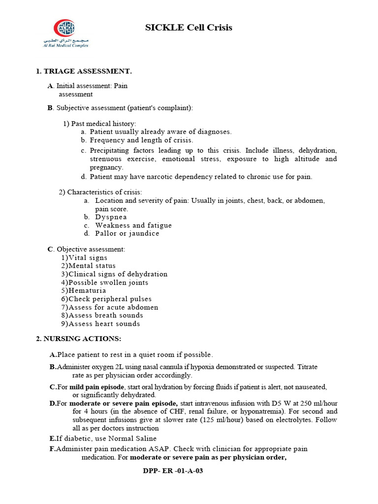 DPP ER 01 A 03 - Sickle Cell Crisis | PDF | Pain | Dehydration
