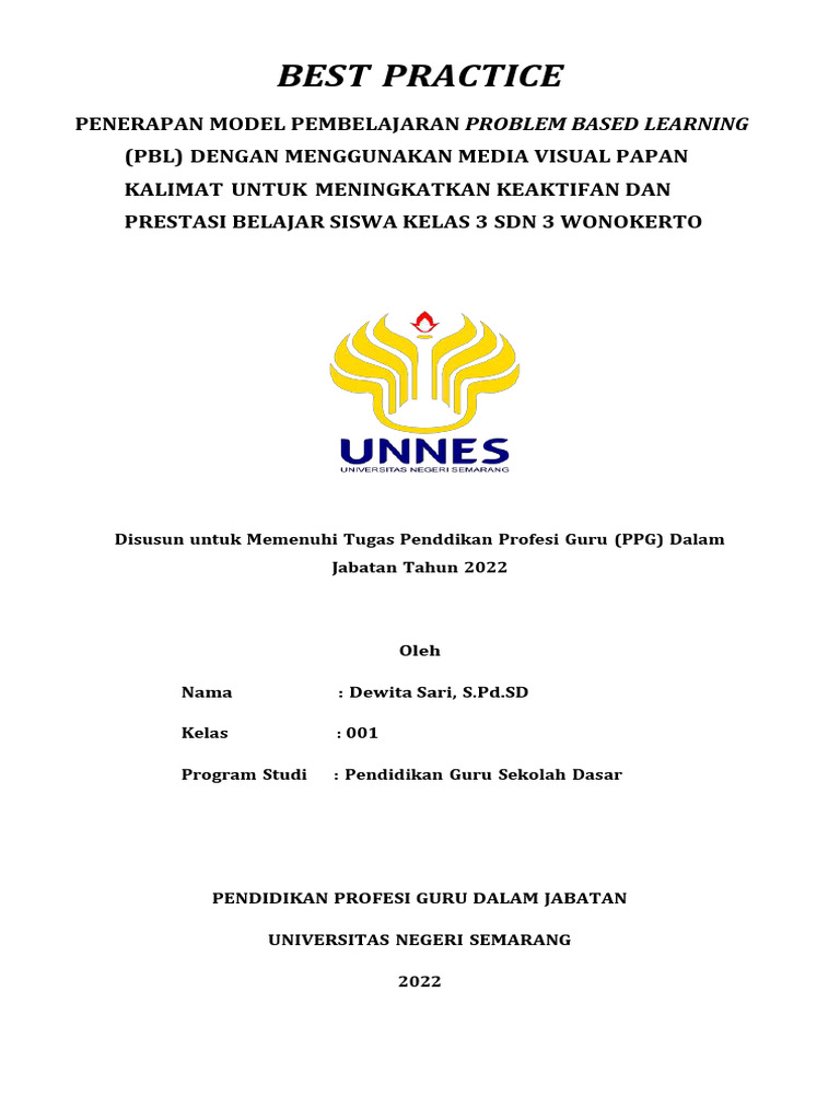 Contoh Best Practice Mapel PKN | PDF | Karier & Perkembangan