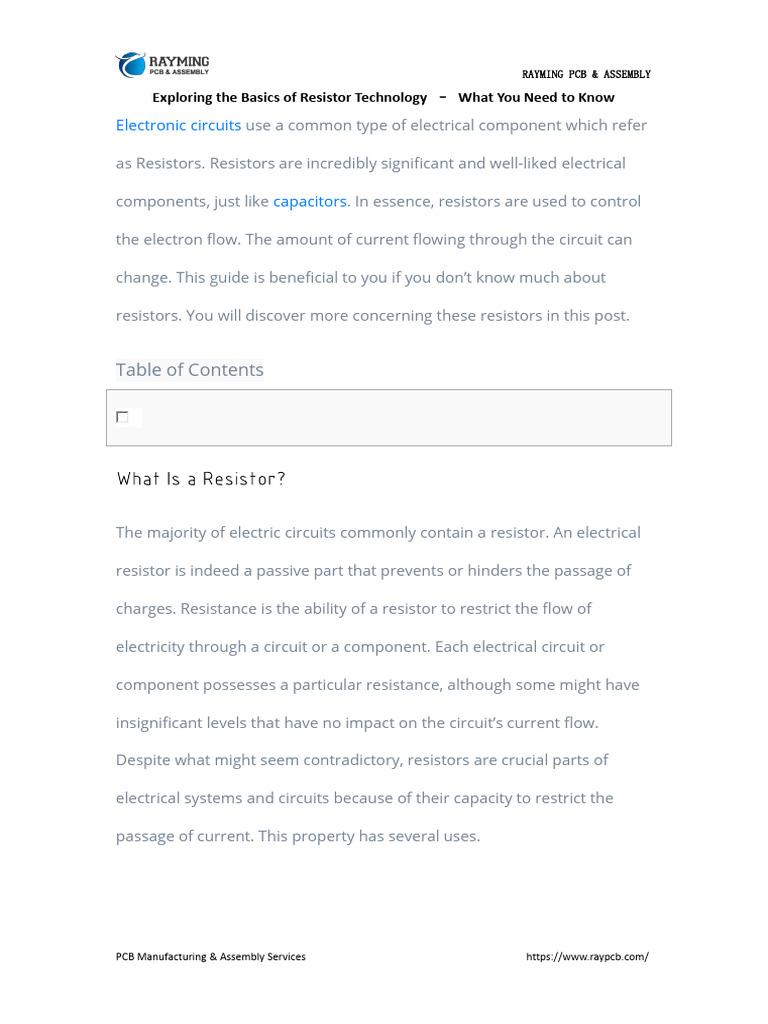 Exploring The Basics of Resistor Technology - What You Need To Know ...