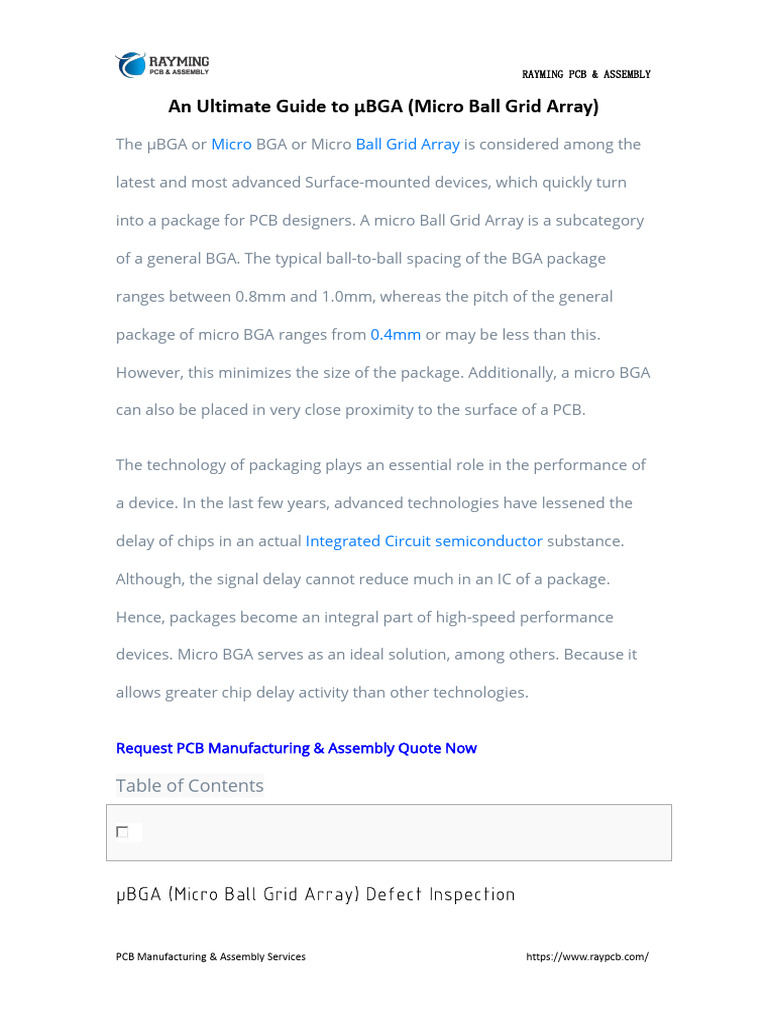 An Ultimate Guide to ΜBGA (Micro Ball Grid Array) | PDF | Printed ...
